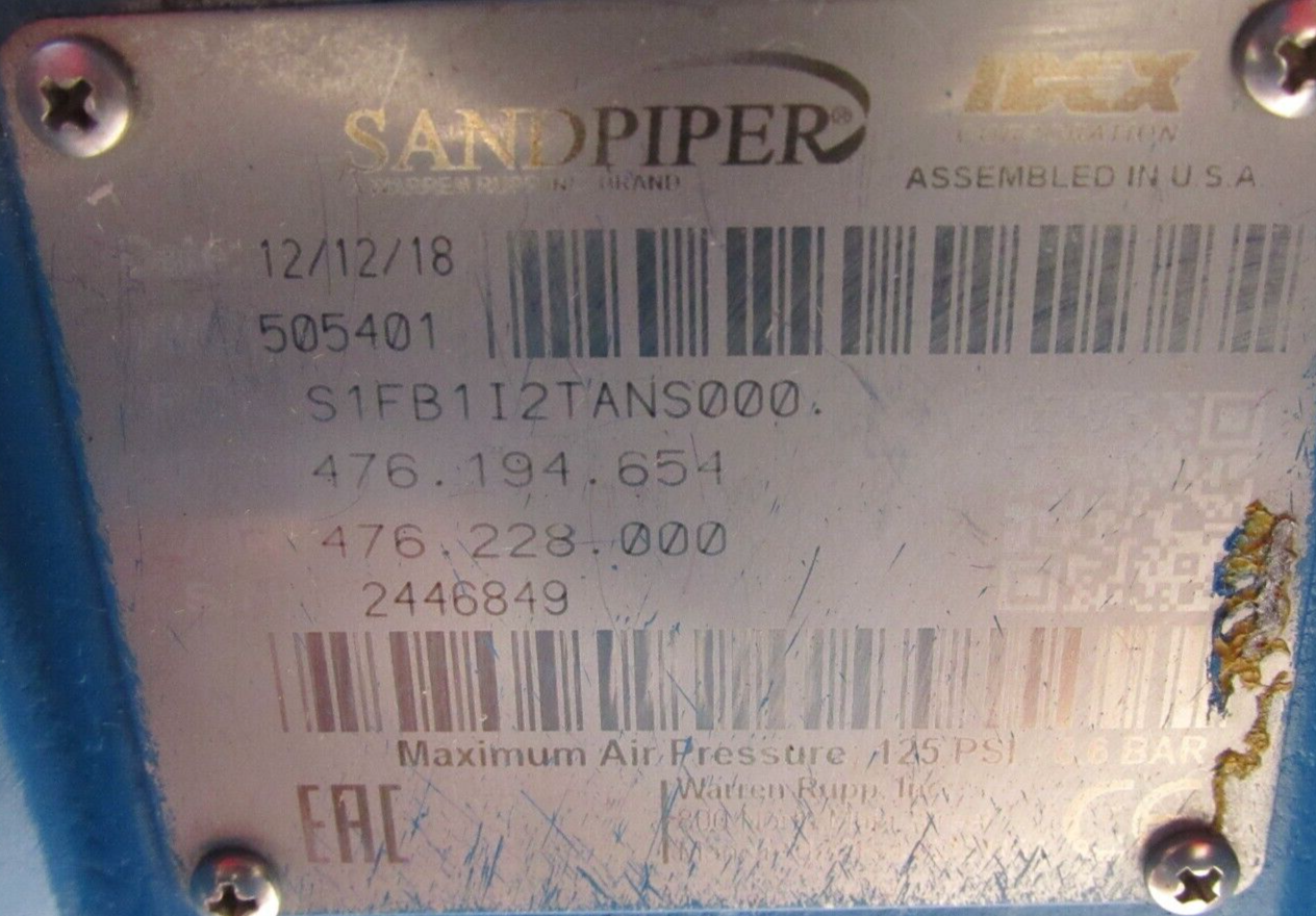 NEW SANDPIPER S1FB1I2TANS000 DIAPHRAGM PUMP 505401 - SB Industrial ...