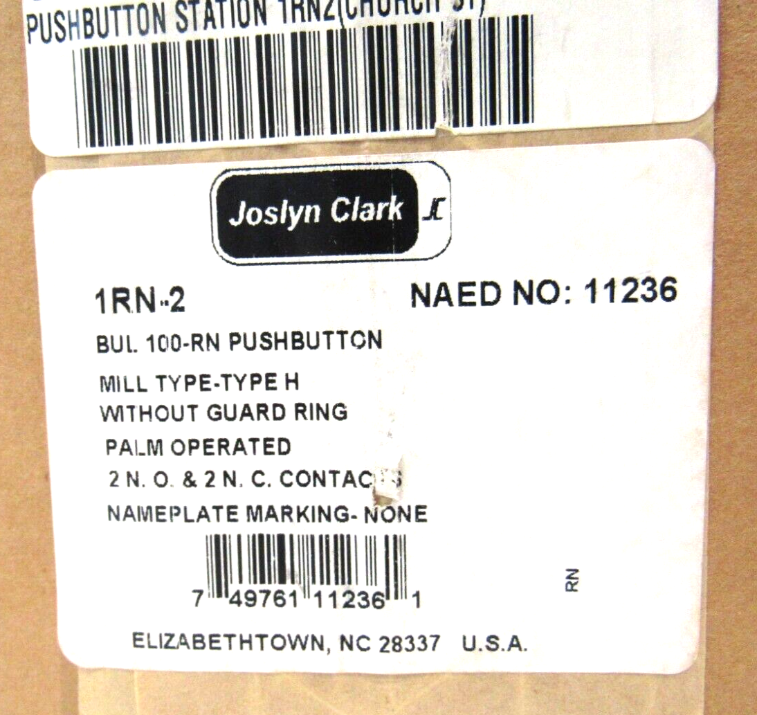 NEW SEALED JOSLYN CLARK 1RN-2 PUSHBUTTON STATION TYPE H 1RN2 - SB ...