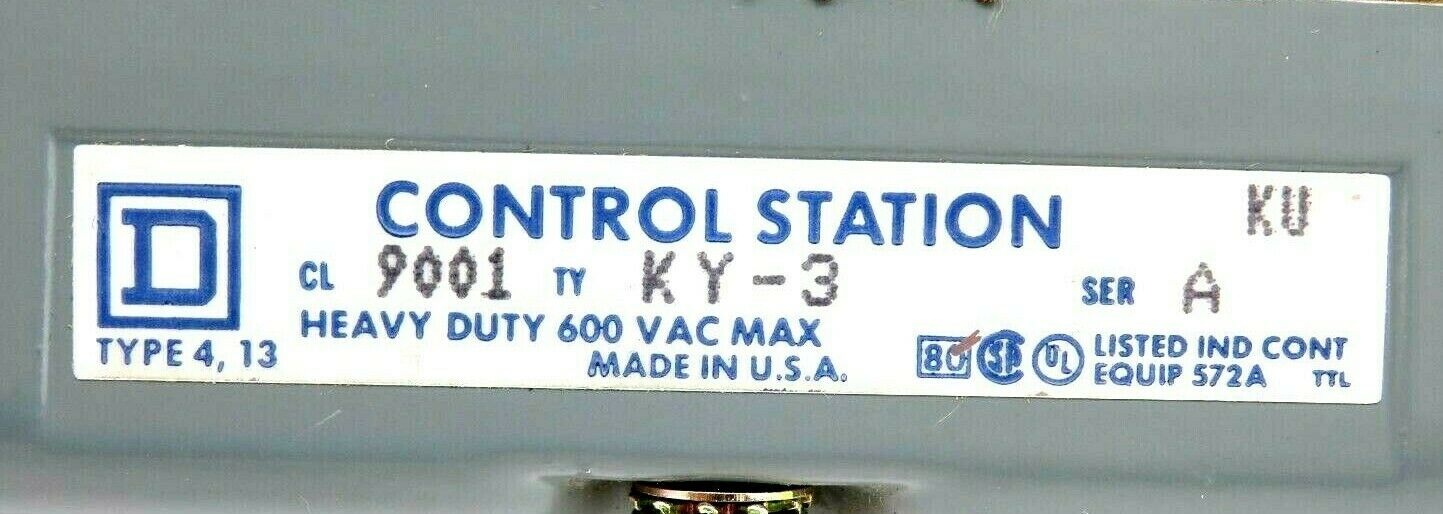 NEW SQUARE D 9001 KY-3 CONTROL STATION SERIES A 9001KY3 - SB Industrial ...
