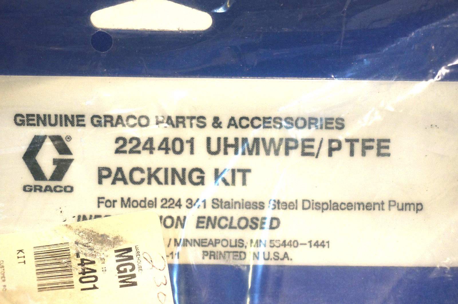 NEW GRACO 224401 PACKING KIT UHMWPE/PTFE - SB Industrial Supply, Inc.