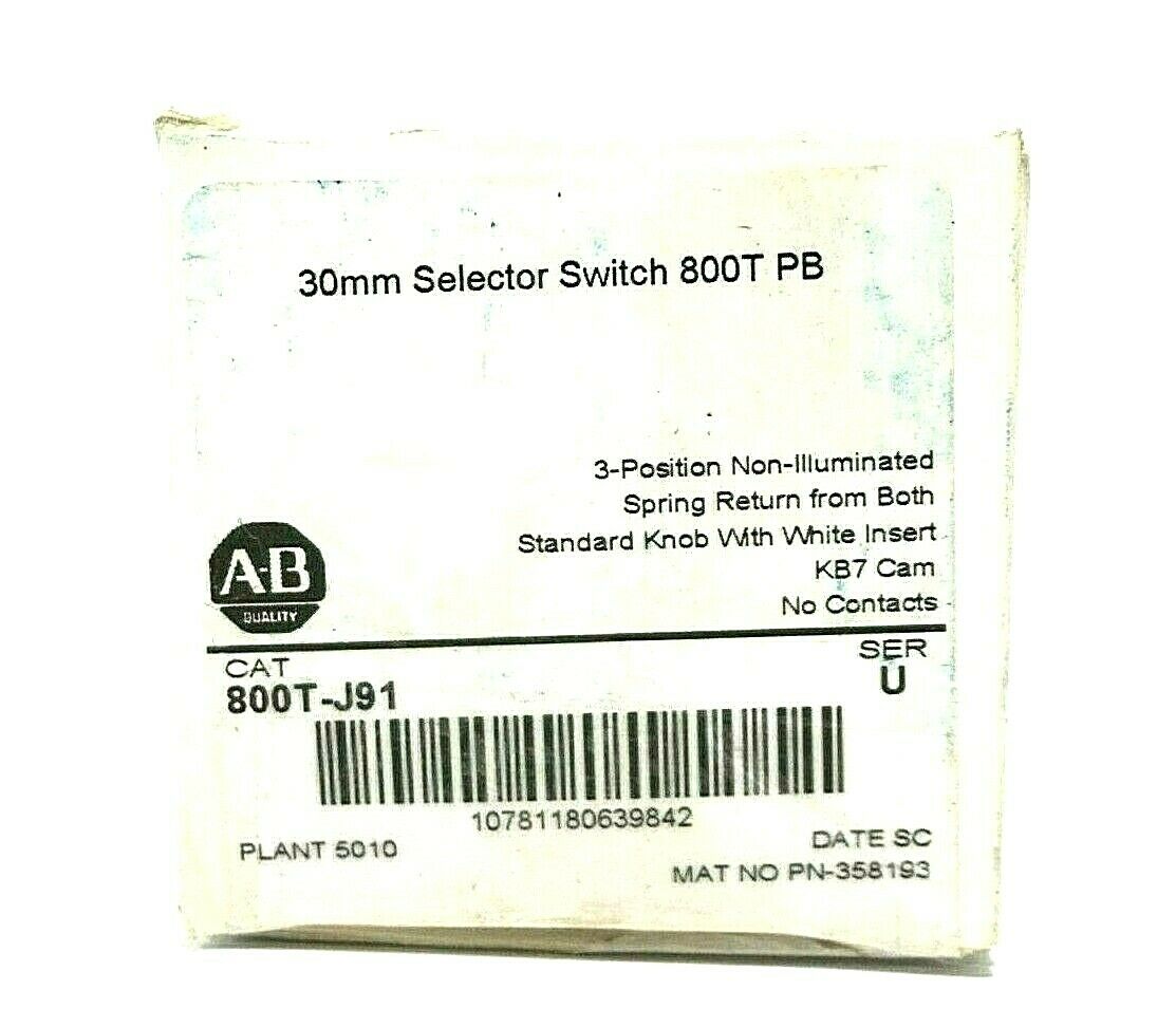 NEW ALLEN BRADLEY 800T-J91 SELECTOR SWITCH SER.U 800TJ91 - SB ...