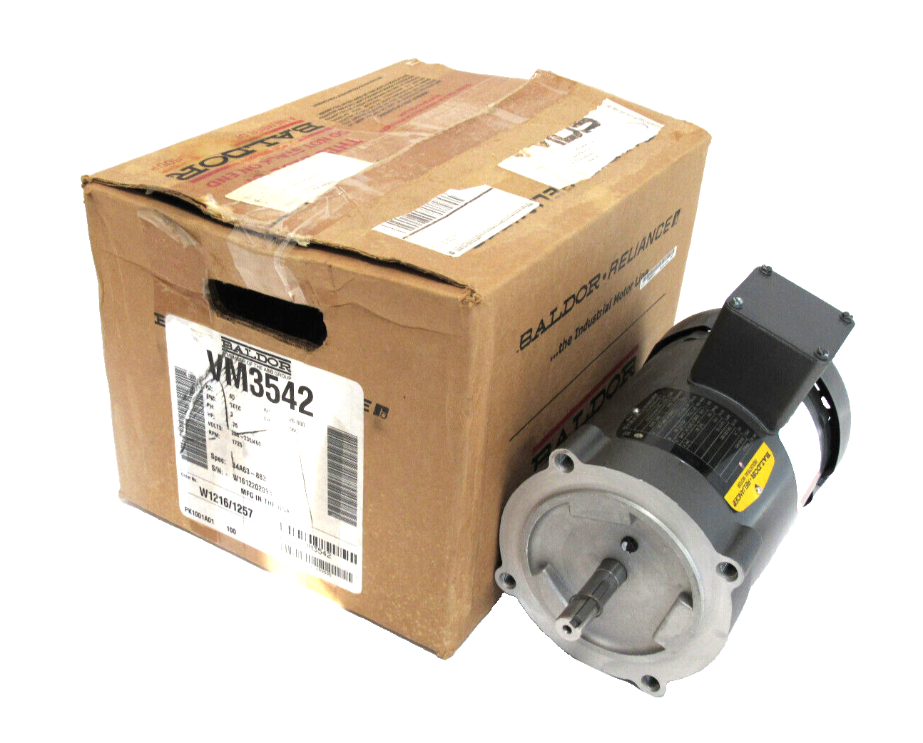NEW BALDOR VM3542 MOTOR 3/4HP 208-230/460 1725RPM 56C - SB Industrial ...