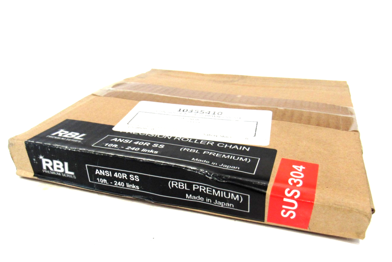 NEW RBL PREMIUM ANSI 40R SS ROLLER CHAIN 10' ANSI40RSS - SB Industrial ...