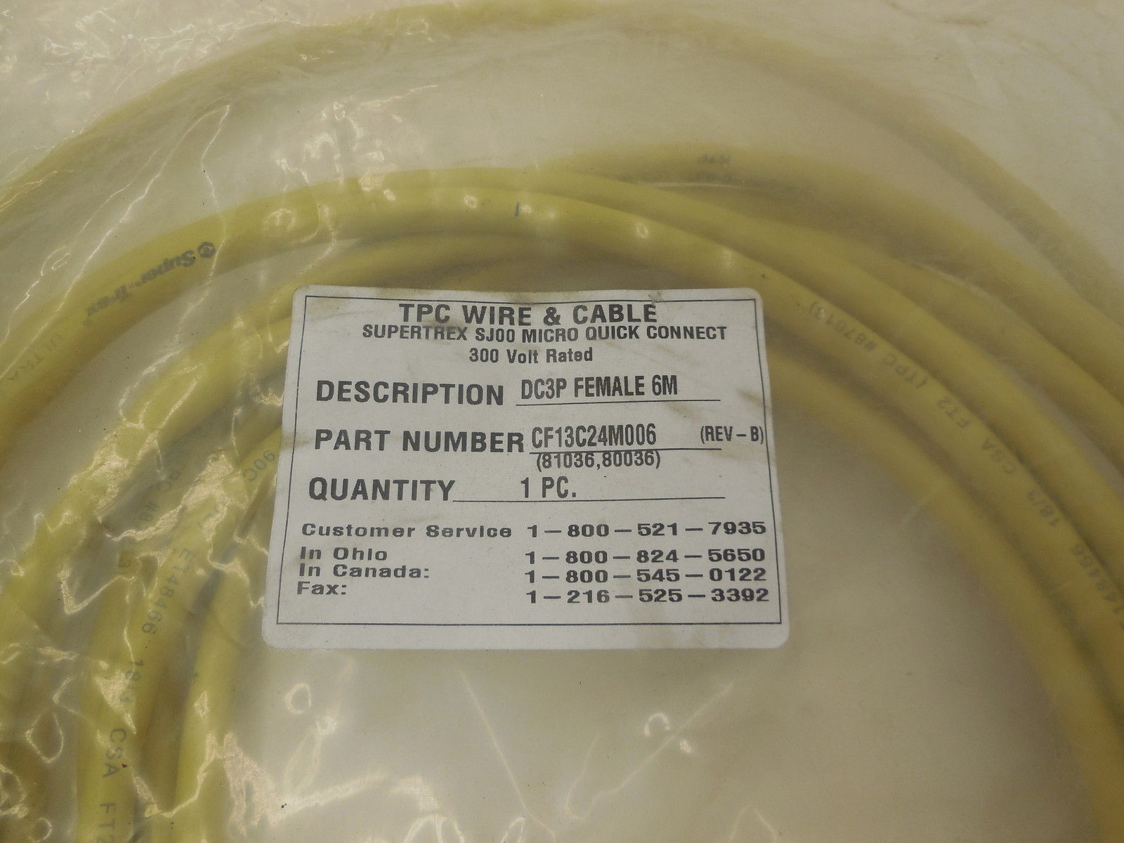 NEW TPC WIRE & CABLE CF13C24M006 MICRO QUICK CONNECT - SB Industrial ...