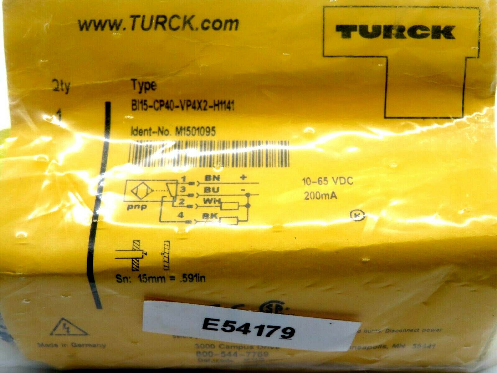 NEW TURCK BI15-CP40-VP4X2-H1141 SENSOR BI15-CP40-VP4X2/S10 ...