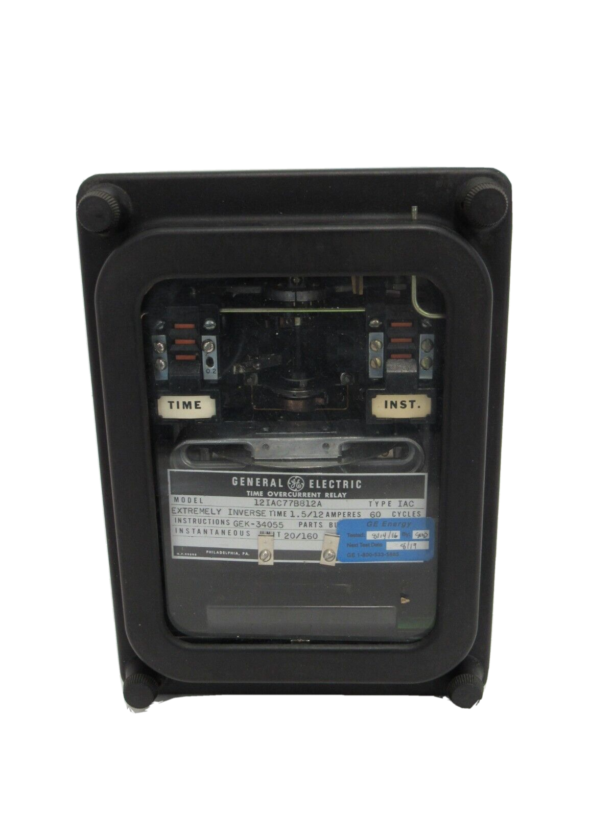 USED GENERAL ELECTRC 12IAC77B812A TIME OVERCURRENT RELAY TYPE IAC - SB ...