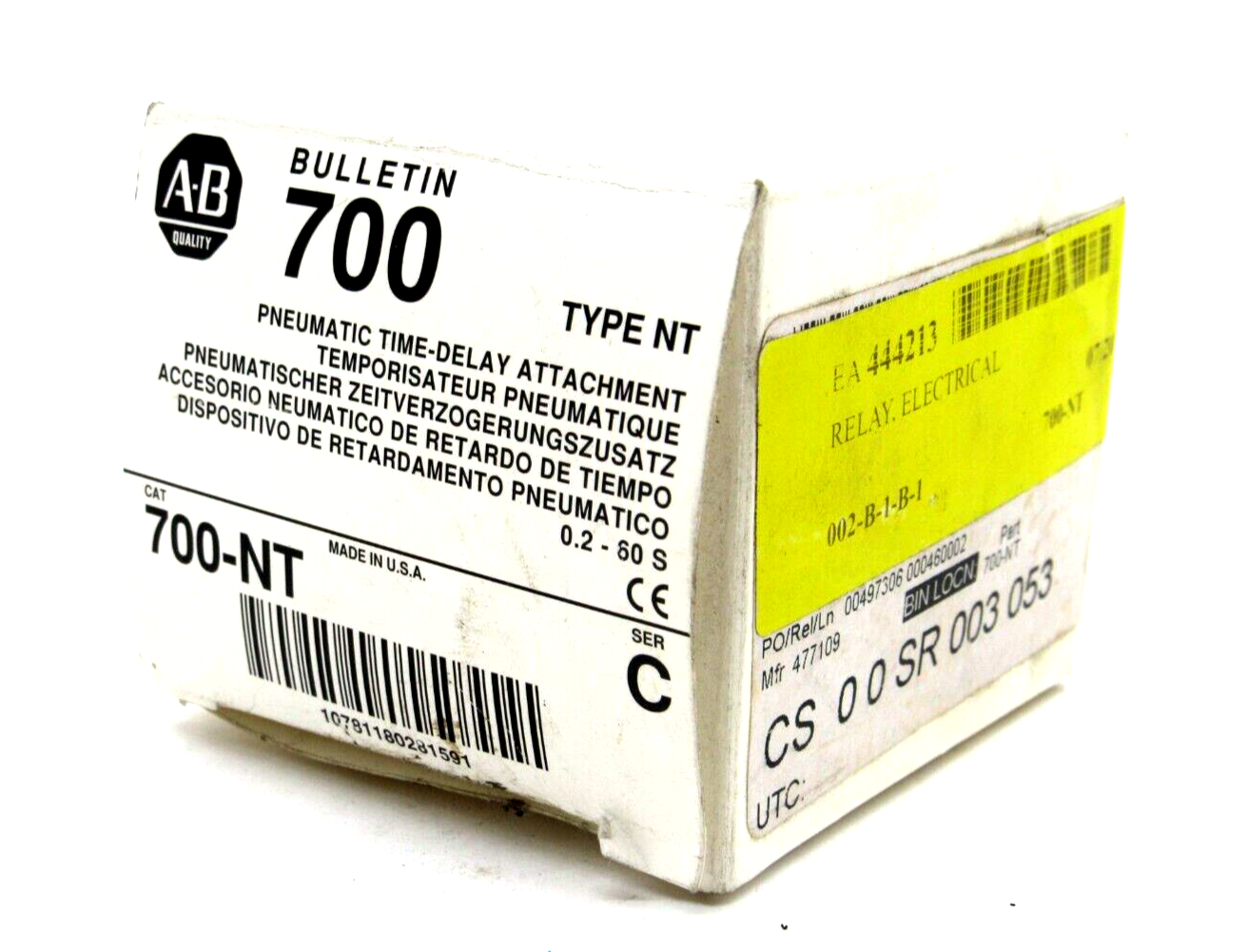 ALLEN BRADLEY 700-NT PNEUMATIC TIMING UNIT SERIES C 700NT NEW, SURPLUS ...