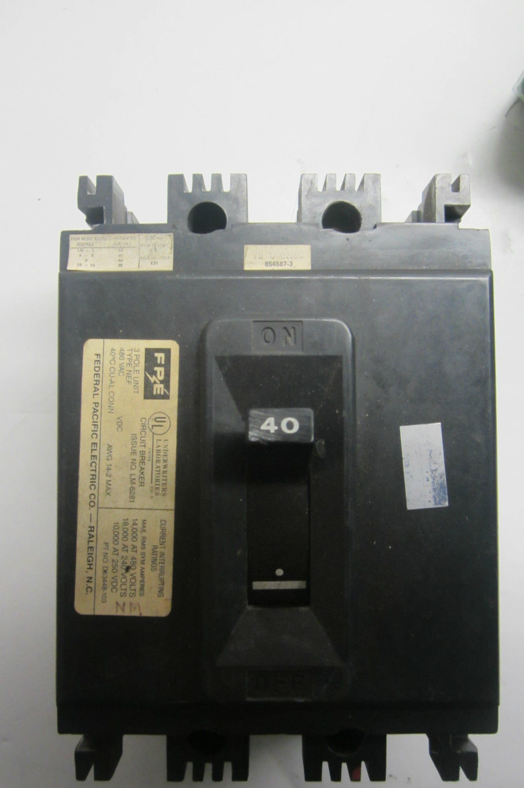 FEDERAL PACIFIC ELECTRIC LM-6281 CIRCUIT BREAKER LM6281 - SB Industrial ...