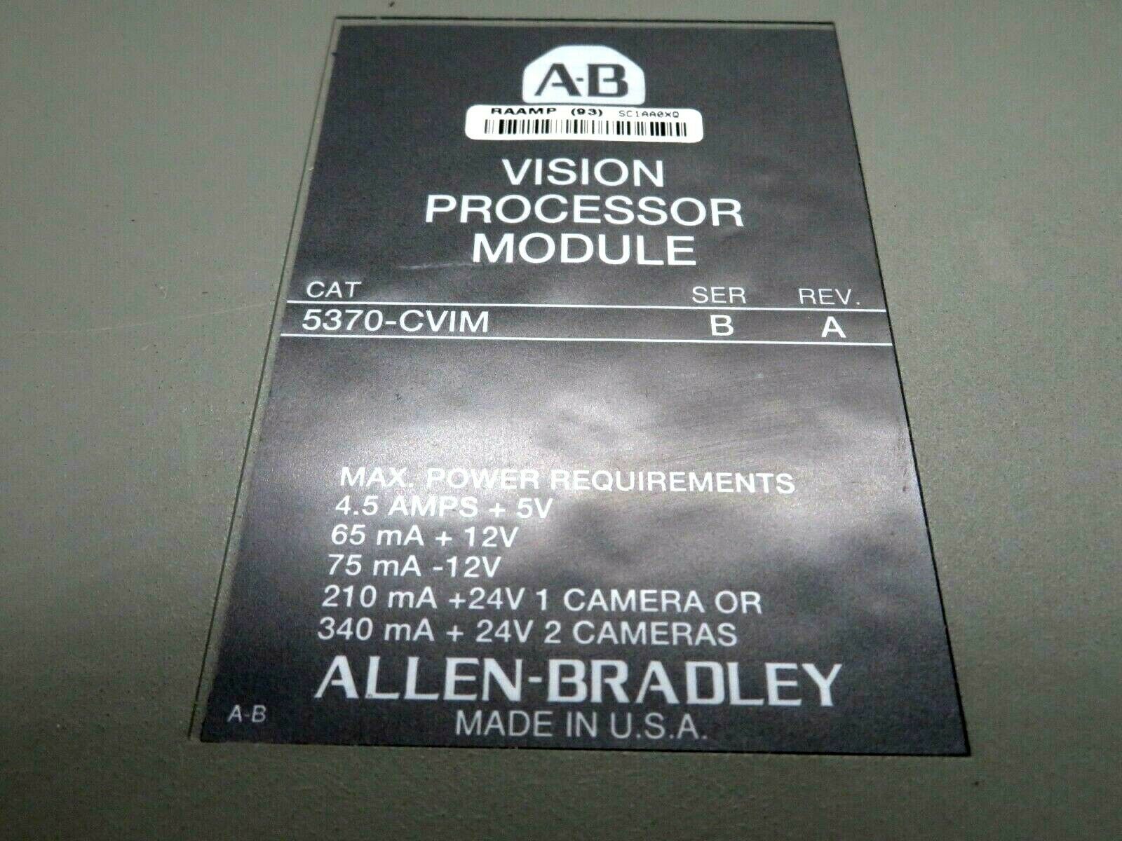 NEW ALLEN BRADLEY 5370-CVIM MACHINE VISION MODULE PROCESSOR 4.5AMP SER B 5370CVI - SB Industrial ...