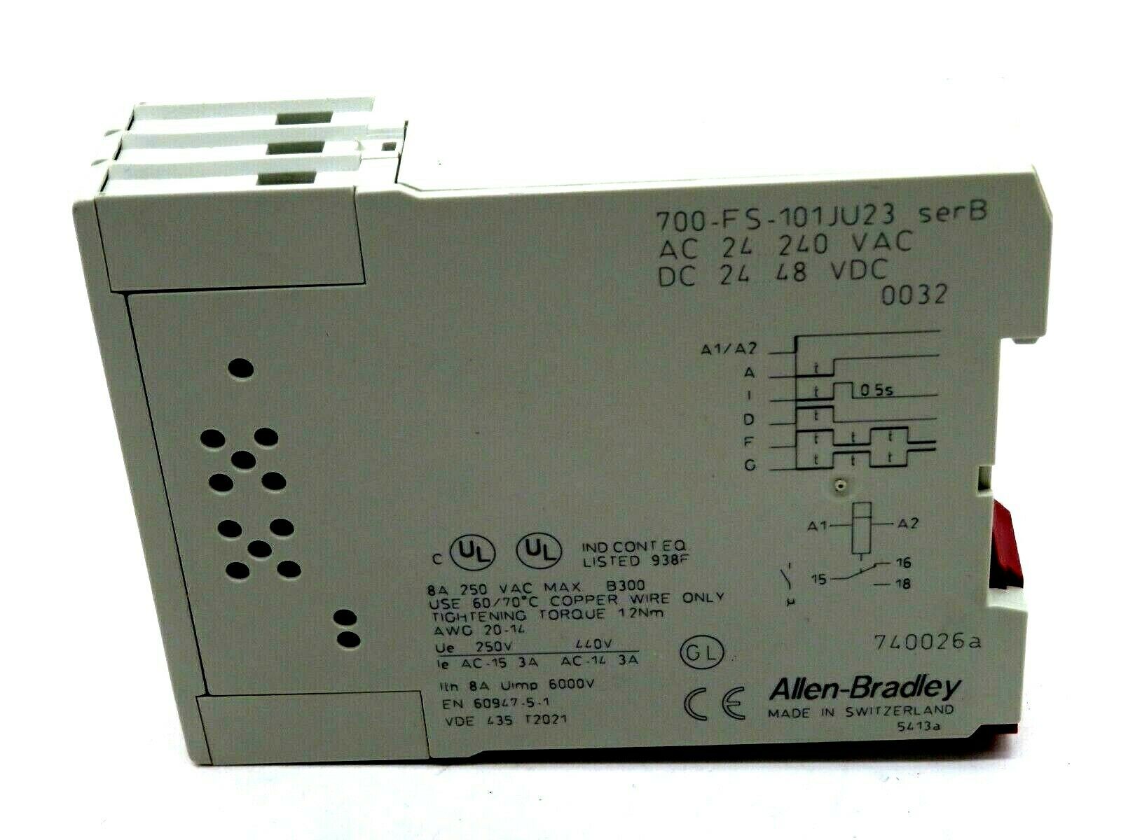 NEW ALLEN BRADLEY 700-FSD3CU23 TIMING RELAY SERIES B 700FSD3CU23 - SB ...