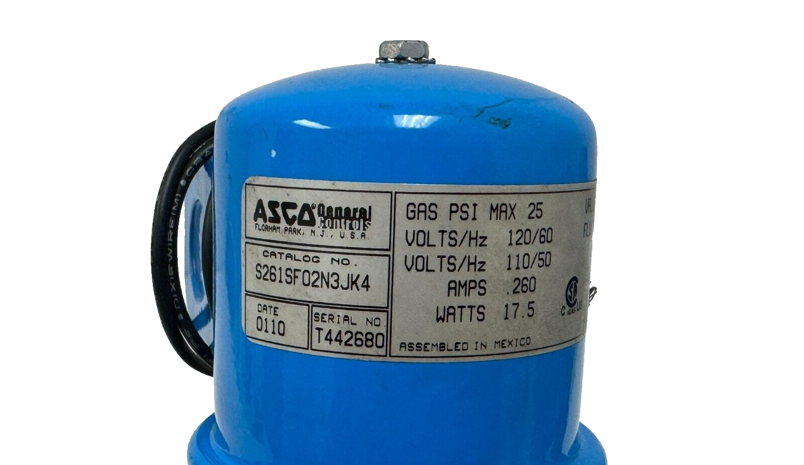 NEW ASCO S261SF02N3JK4 GAS SHUTOFF VALVE 110/120V 50/60HZ 17.5W .260A ...