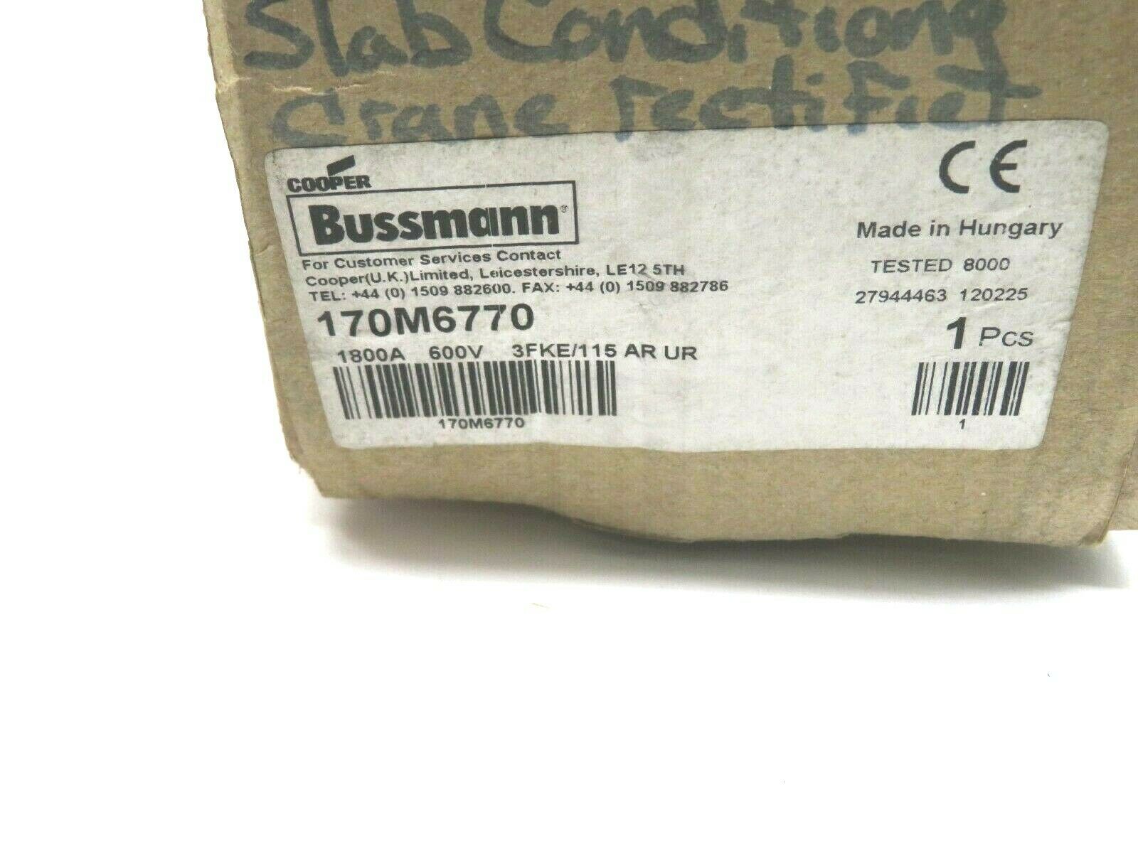 NEW BUSSMANN 170M6770 CERAMIC FUSES 600V 1800AMP - SB Industrial Supply ...