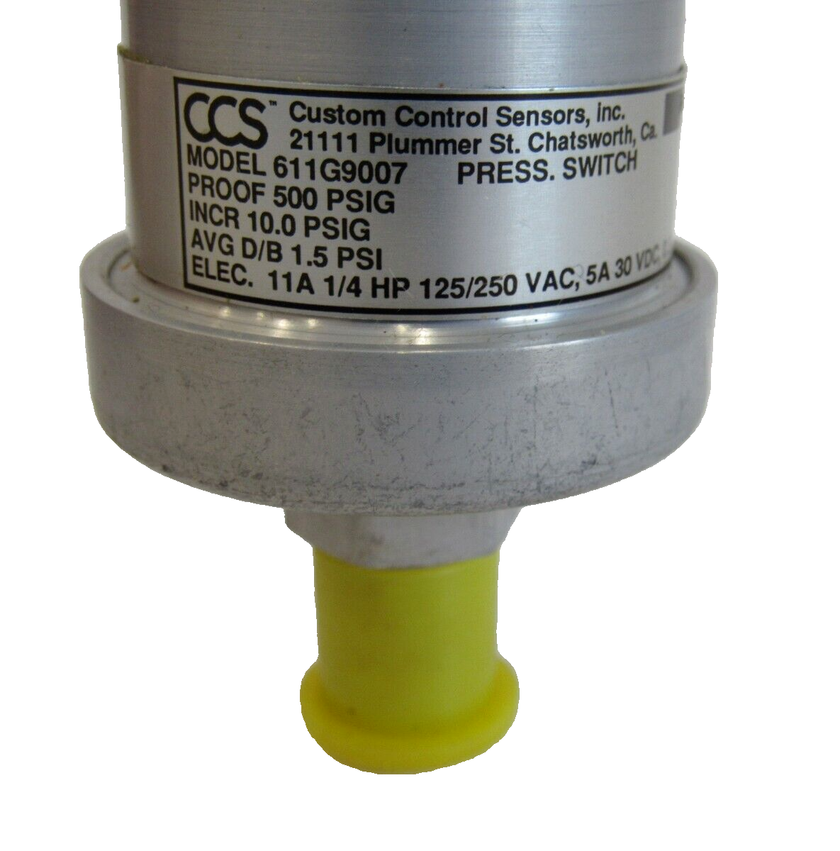 NEW CUSTOM CONTROLS 611G9007 PRESSURE SWITCH 500 PSIG - SB Industrial ...