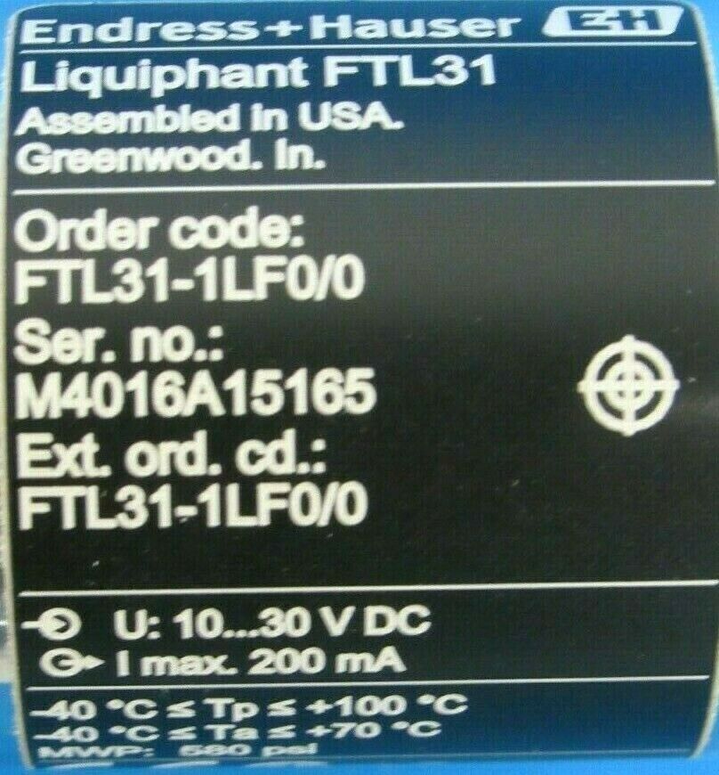 NEW ENDRESS HAUSER FTL31-1LF0/0 LEVEL SWITCH FTL311LF00 - SB Industrial ...