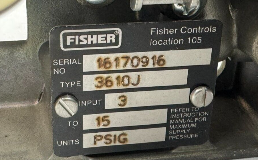 NEW FISHER 58A7810X0C2 VALVE POSITIONER SER. 3600 3610J 3-15PSIG - SB ...