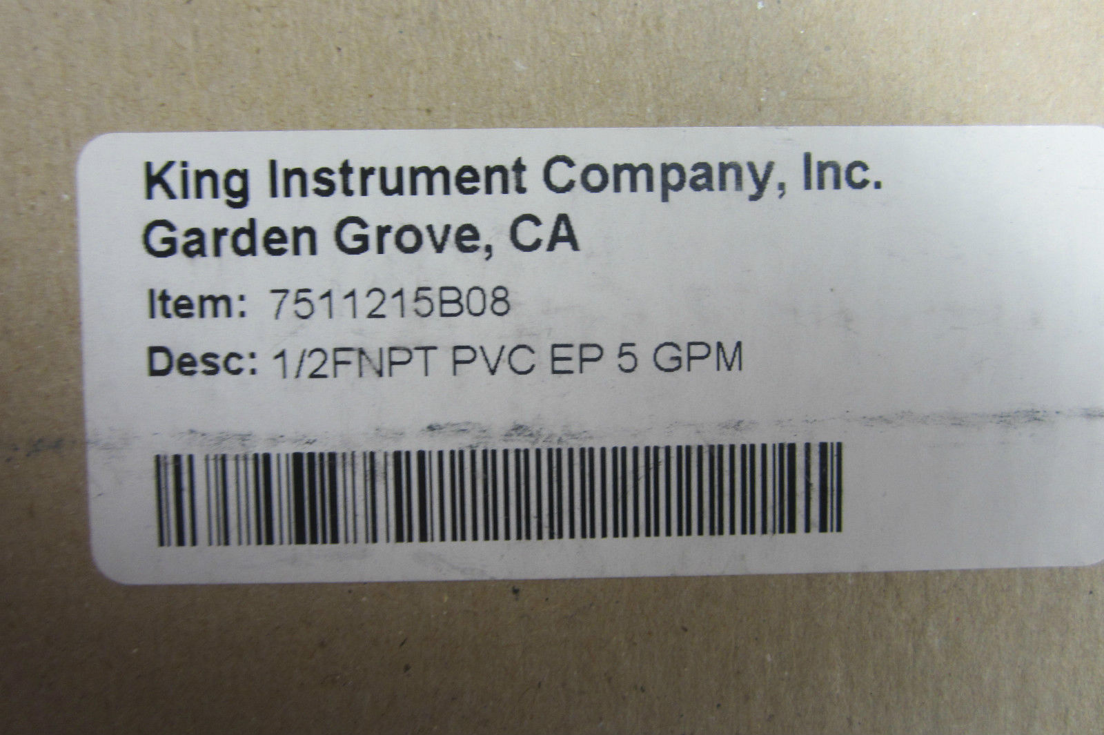 NEW KING INSTRUMENT 7511215B08 FLOWMETER - SB Industrial Supply, Inc.