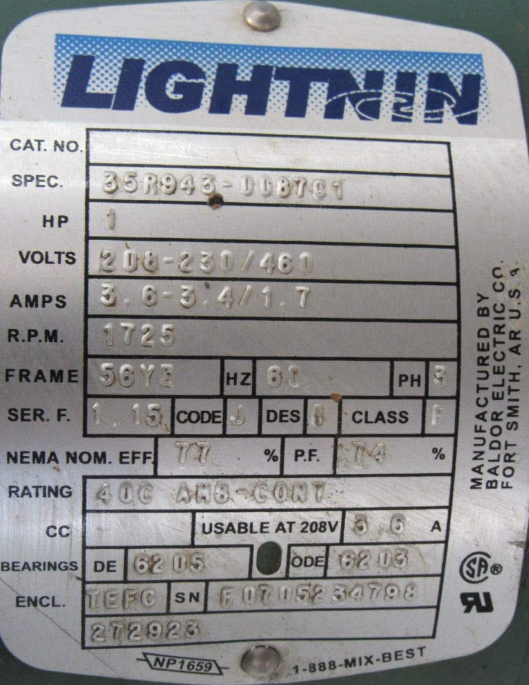 NEW LIGHTNIN X6Q100CMX MIXER 1HP 208-230/460V - SB Industrial Supply, Inc.
