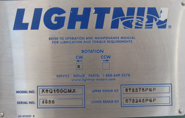 NEW LIGHTNIN X6Q100CMX MIXER 1HP 208-230/460V - SB Industrial Supply, Inc.