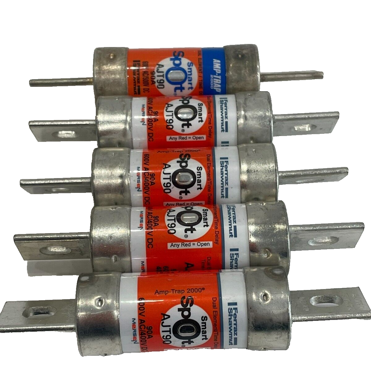 NEW MERSEN FERRAZ SHAWMUT AJT90 CLASS J FUSES 600V 90A 5 COUNT - SB ...