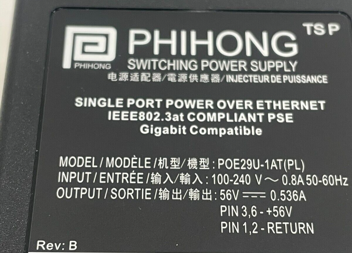 NEW PHIHONG POE29U-1AT(PL) POWER SUPPLY W/185-1080R POWER CABLE ...