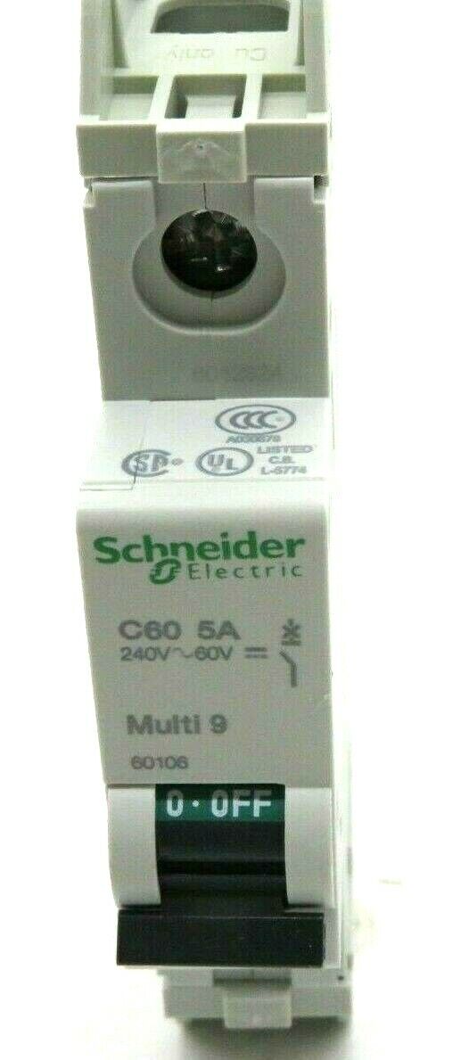 NEW SCHNEIDER ELECTRIC 60106 MINIATURE CIRCUIT BREAKER 1P 5AMP - SB ...