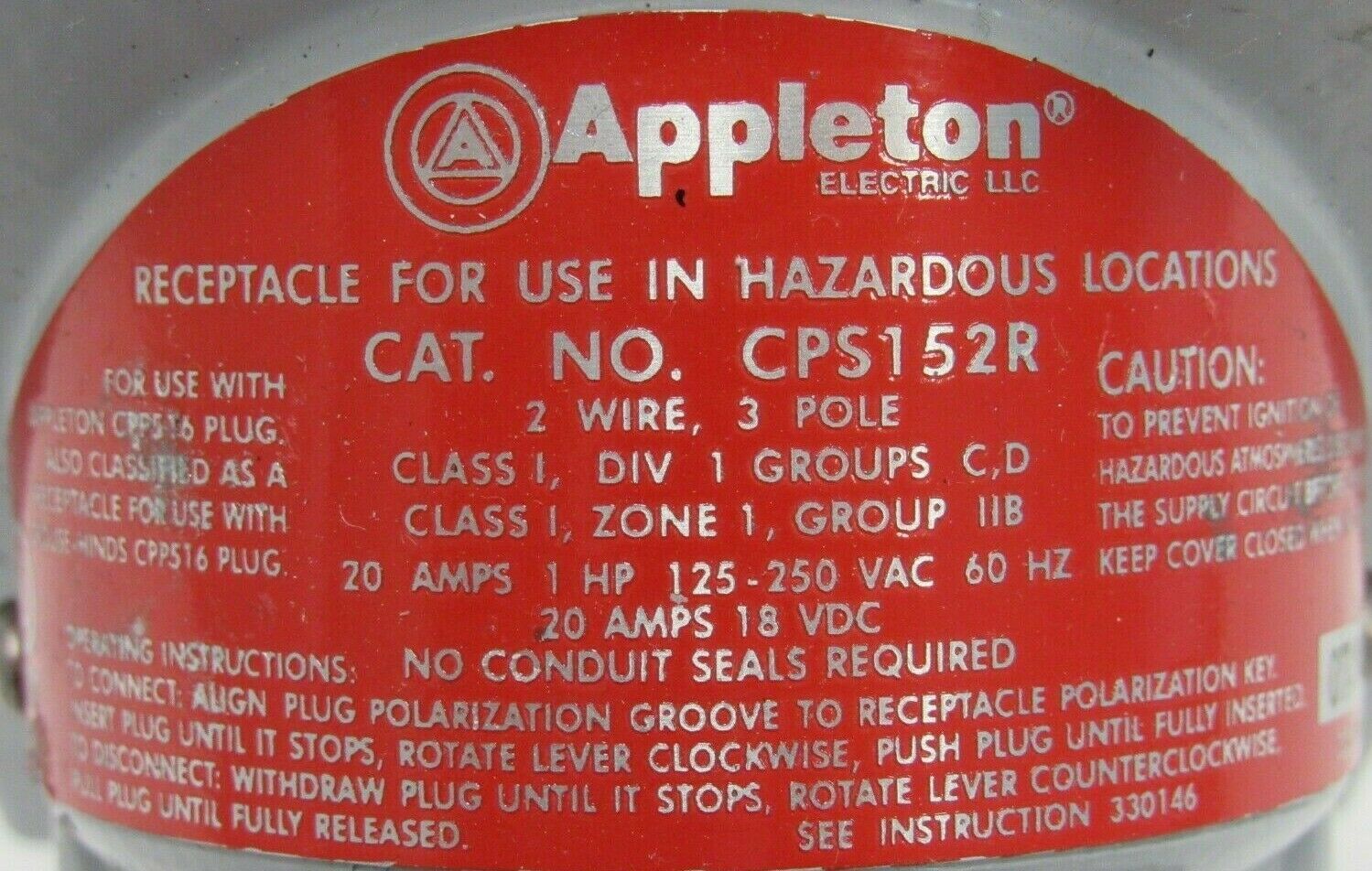 NEW APPLETON CPS152R RECEPTACLE - SB Industrial Supply, Inc.