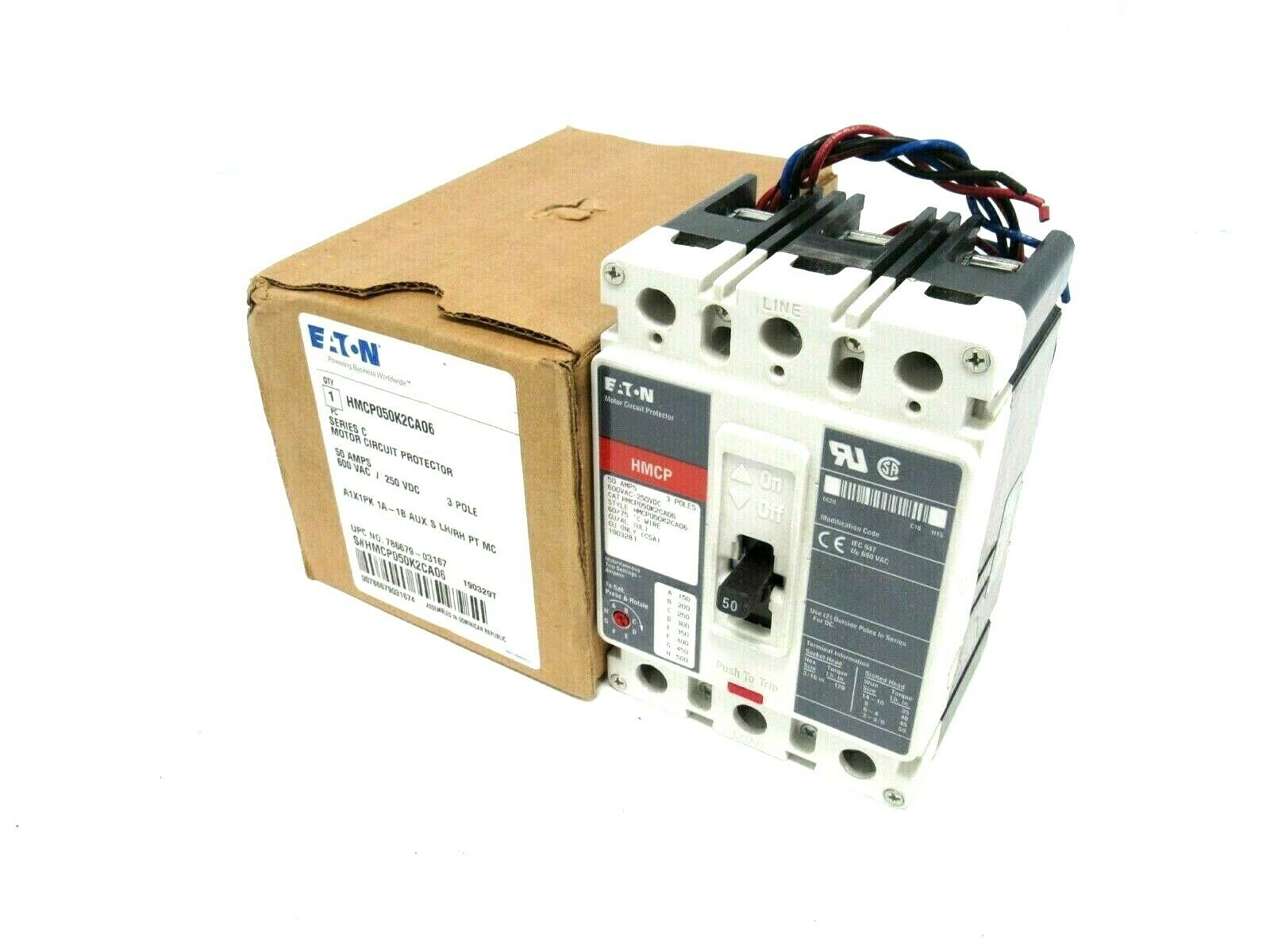 NEW EATON HMCP050K2CA06 CIRCUIT BREAKER 50A 600VAC-250VDC 3-POLE - SB ...