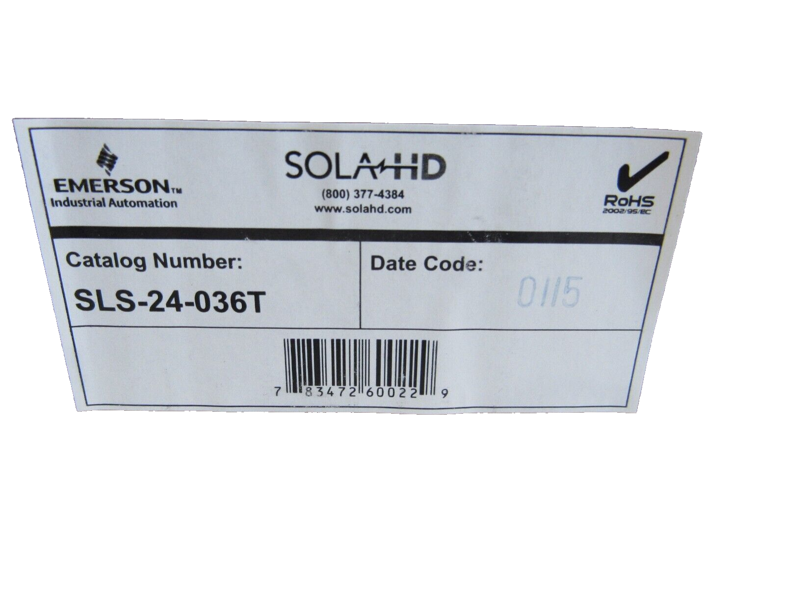 NEW EMERSON SOLA SLS-24-036T POWER SUPPLY SLS24036T - SB Industrial ...