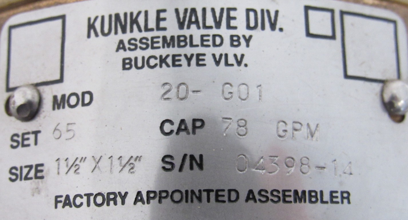 NEW KUNKLE 20-G01 SAFETY RELIEF VALVE 04398-13 20G01MG075 - SB ...
