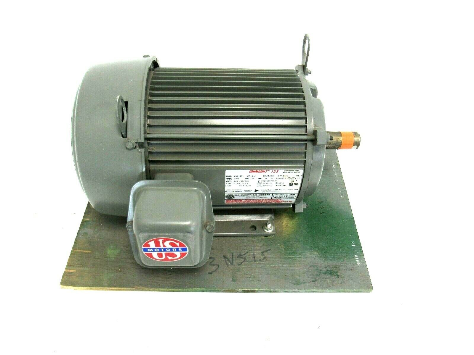 NEW US MOTORS G40115 UNIMOUNT 125 MOTOR 3HP 208-230/460V 1750 RPM 182T ...
