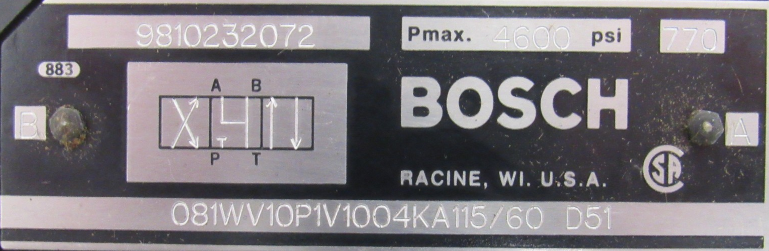 NEW BOSCH 9810232072 DIRECTIONAL CONTROL VALVE 081WV10P1V1004KA115/60-D51 - SB Industrial Supply ...