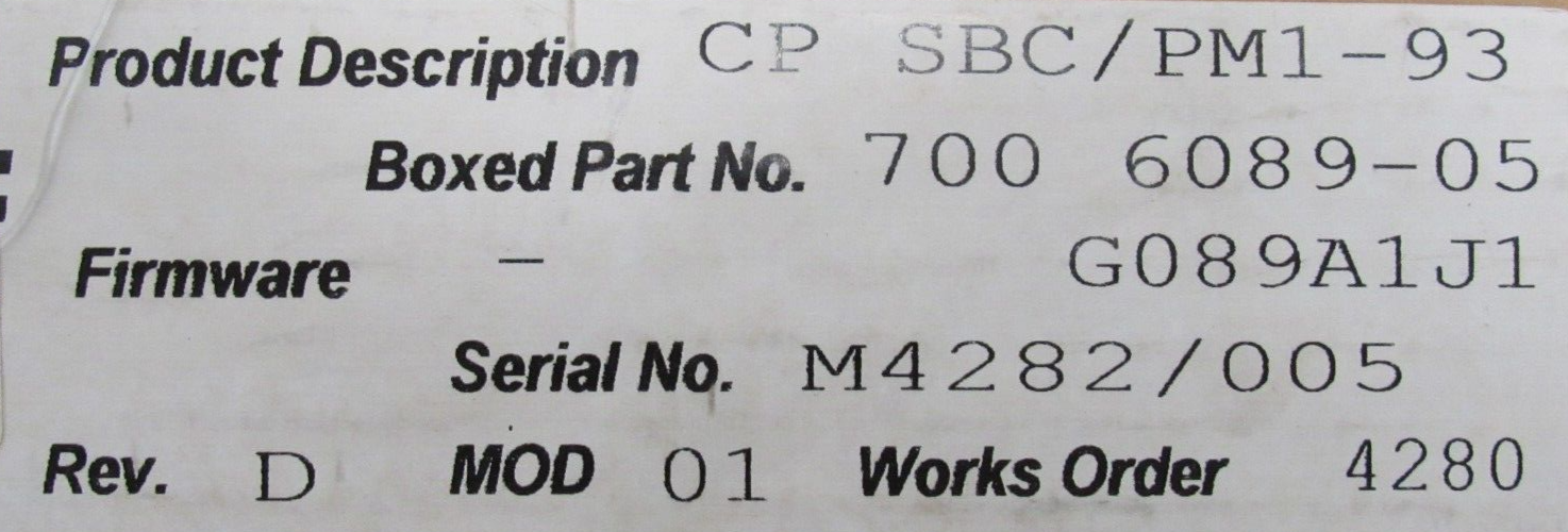 NEW CONCURRENT TECHNOLOGIES CPSBC/PM1-93 SCSI CONTROLLER CPSBCPM193 ...