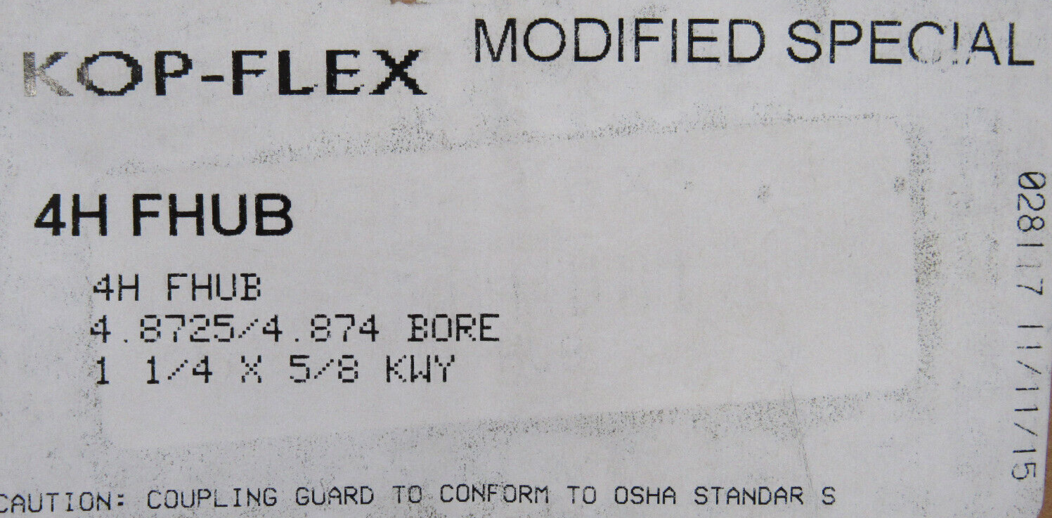 NEW KOP-FLEX 4H FHUB HUB 4.8725/4.874 BORE 1-1/4"x5/8" KEYWAY - SB ...