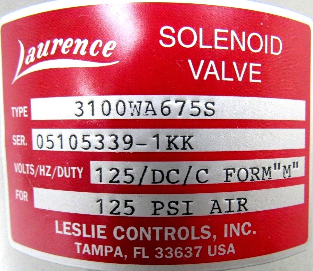 NEW LESLIE CONTROLS 3100WA675S SOLENOID VALVE - SB Industrial Supply, Inc.