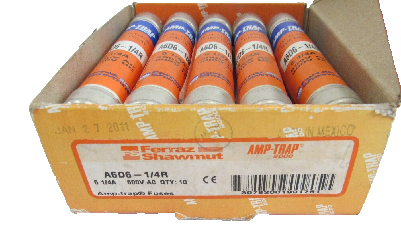 NEW LOT OF 10 FERRAZ SHAWMUT A6D6-1/4R FUSES 6 1/4A 600V A6D614R - SB ...