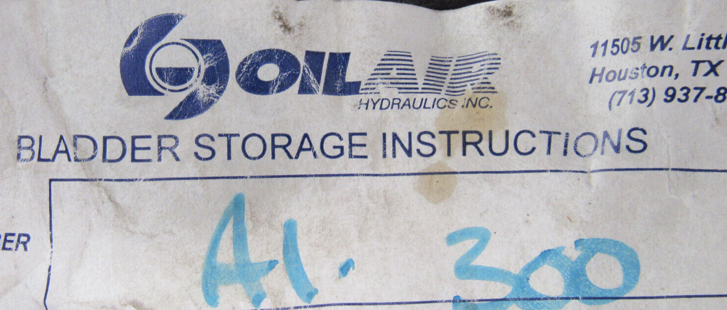 NEW OIL AIR HYHDRAULICS A1-300 HYDRAULIC BLADDER A1300 - SB Industrial ...