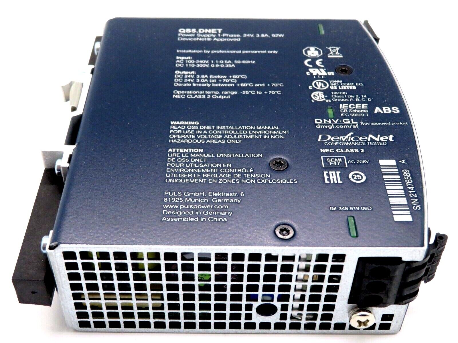 NEW PULS QS5.DNET POWER SUPPLY QS5DNET - SB Industrial Supply, Inc.