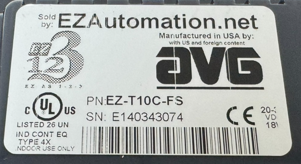 USED EZAUTOMATION EZ-T10C-FS TOUCH PANEL 24V EZT10CFS - SB Industrial ...