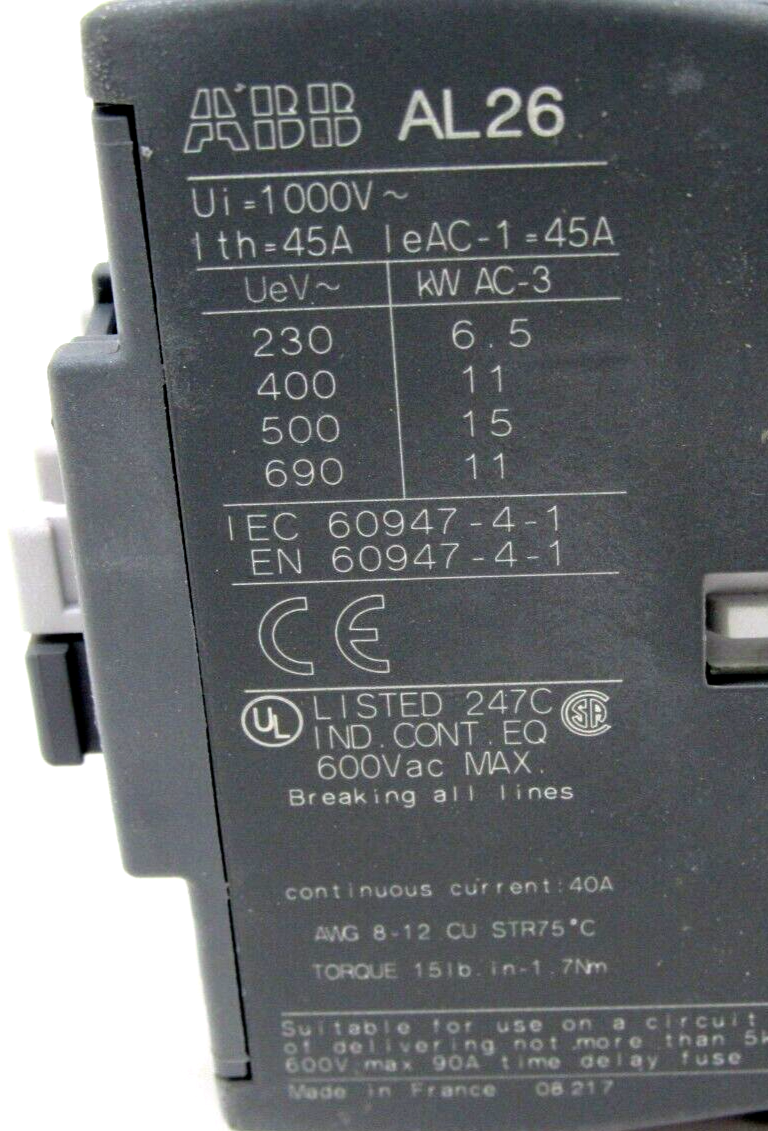 NEW ABB AL26-40-00 CONTACTOR 24V 1SBL243201R8100 AL264000 - SB ...