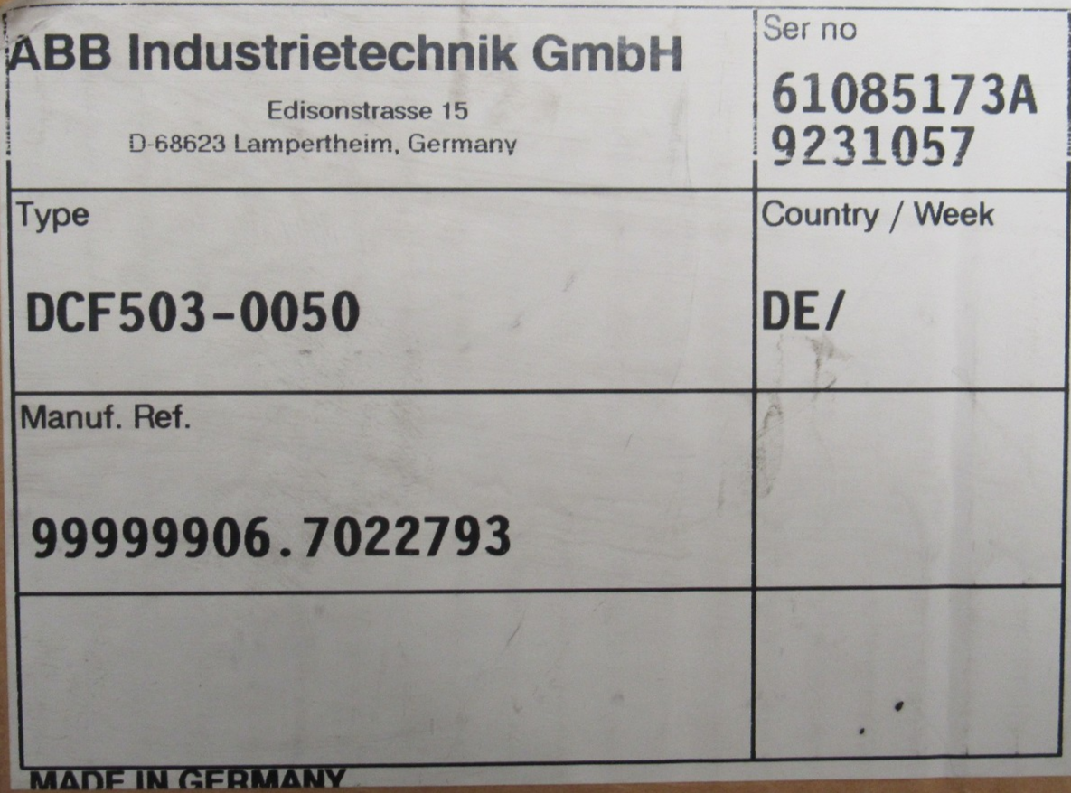 NEW ABB DCF503-0050 EXTERNAL FIELD EXCITER DCF5030050 - SB Industrial ...