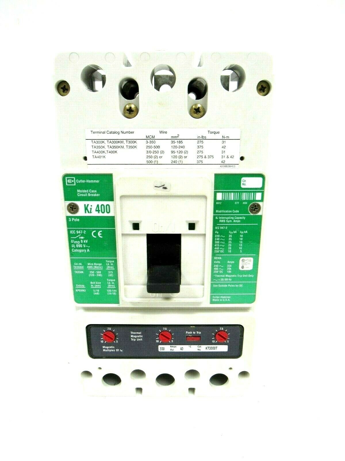 NEW CUTLER HAMMER KI3300 CIRCUIT BREAKER KI400 KT3300T - SB Industrial ...