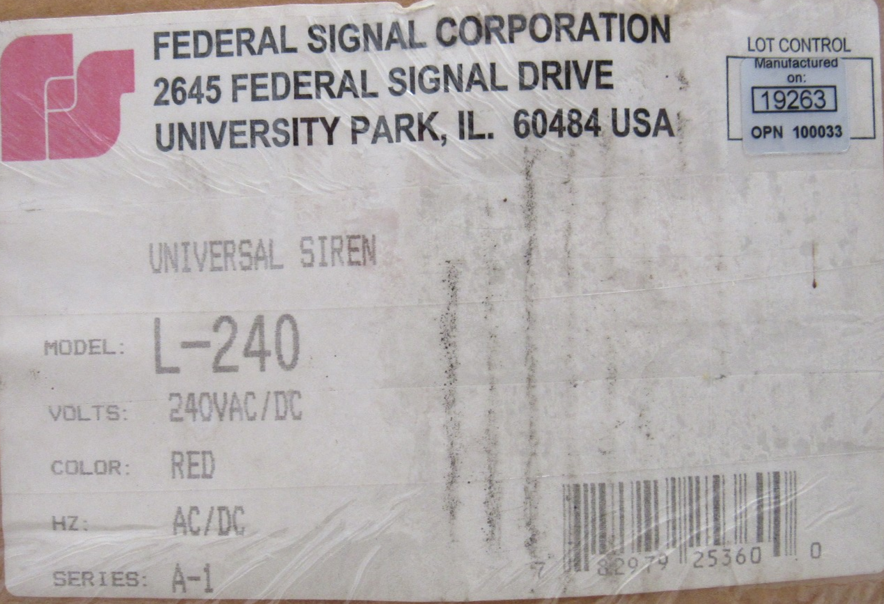 NEW FEDERAL SIGNAL L-240 HORN 240VAC L240 - SB Industrial Supply, Inc.