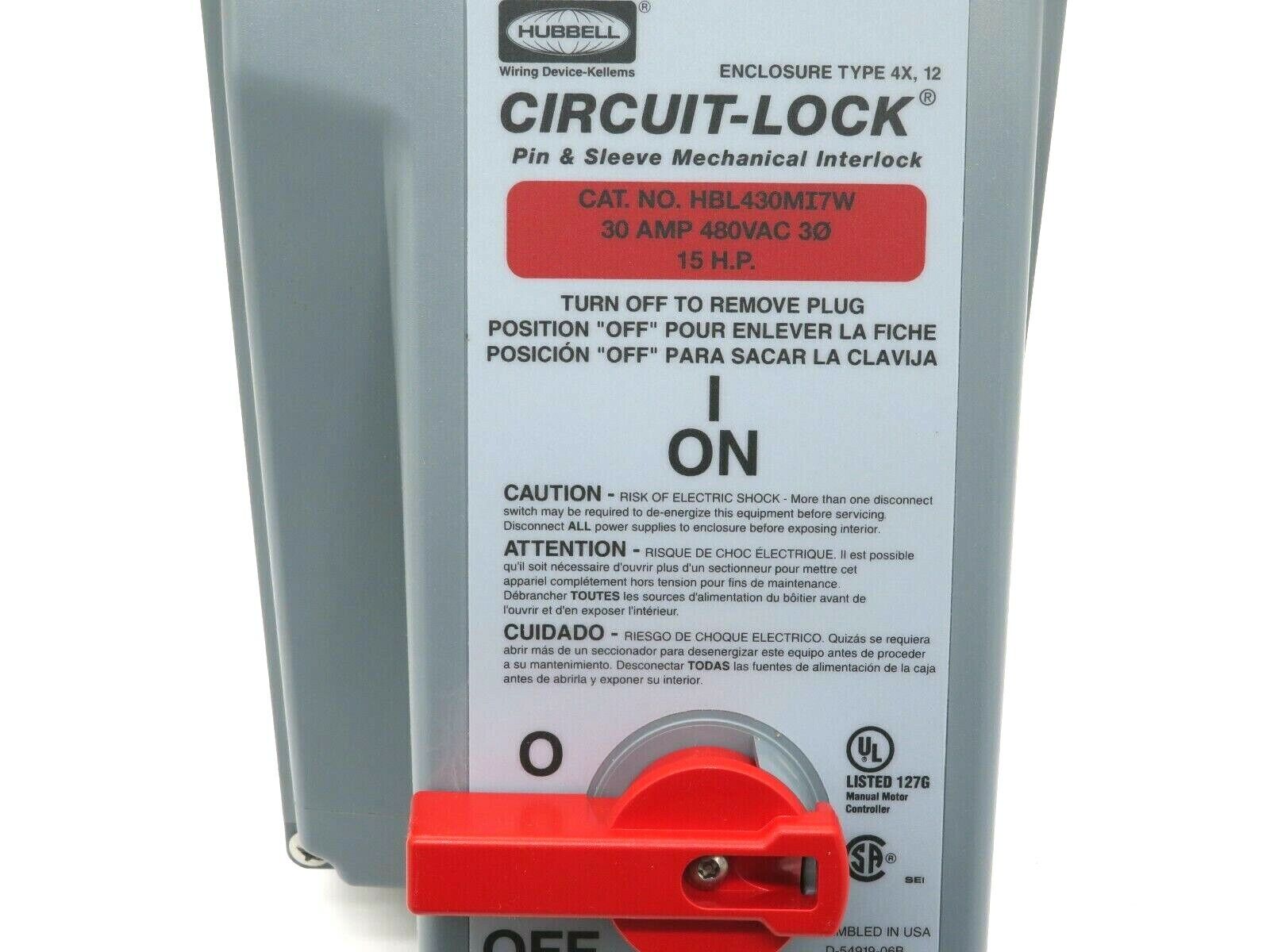 NEW HUBBELL HBL430MI7W PIN AND SLEEVE RECEPTACLE 3POLE - SB Industrial ...