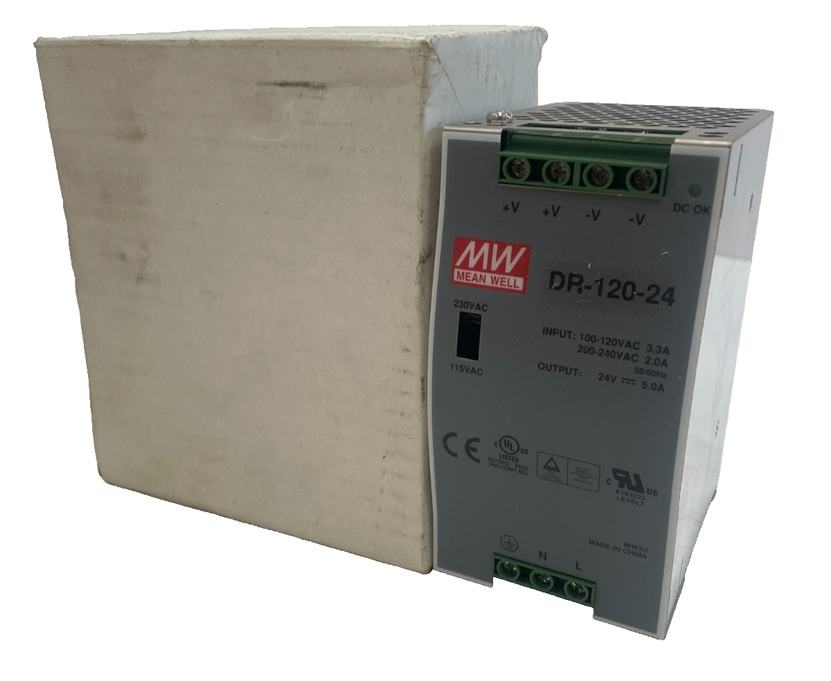 NEW MEAN WELL DR-120-24 POWER SUPPLY DR12024 - SB Industrial Supply, Inc.