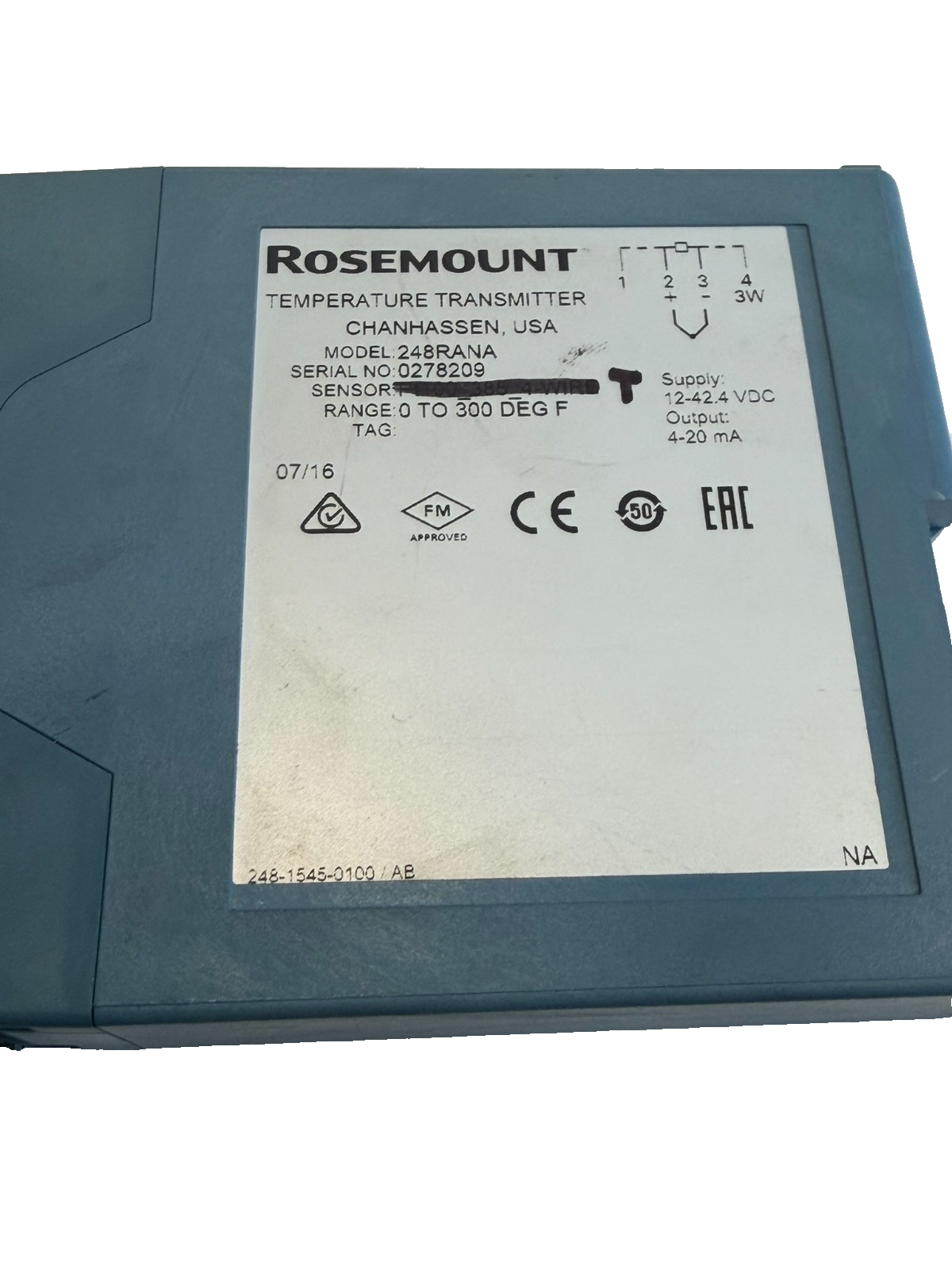 NEW ROSEMOUNT 248RANA TEMPERATURE TRANSMITTER - SB Industrial Supply, Inc.