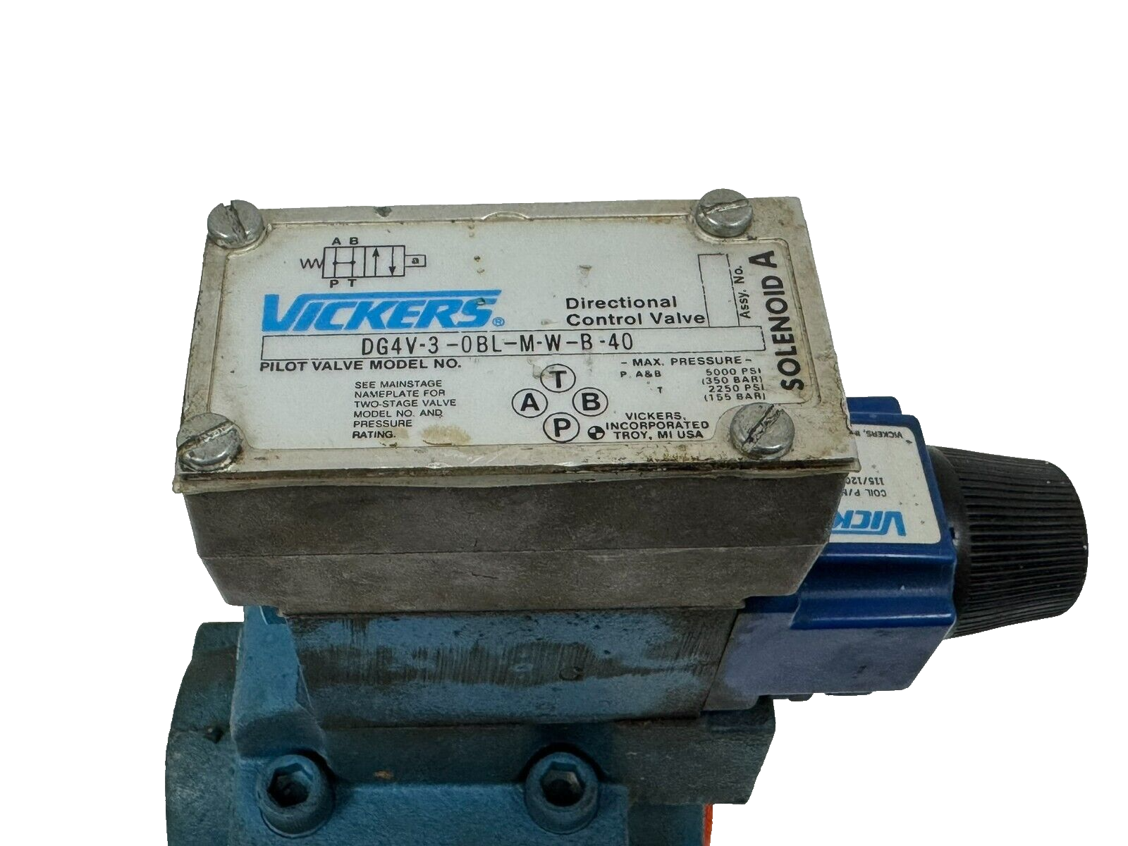 NEW VICKERS CT5-100A-B-M-W-B-90 SOLENOID CONTROLLED RELIEF VALVE 681263 ...