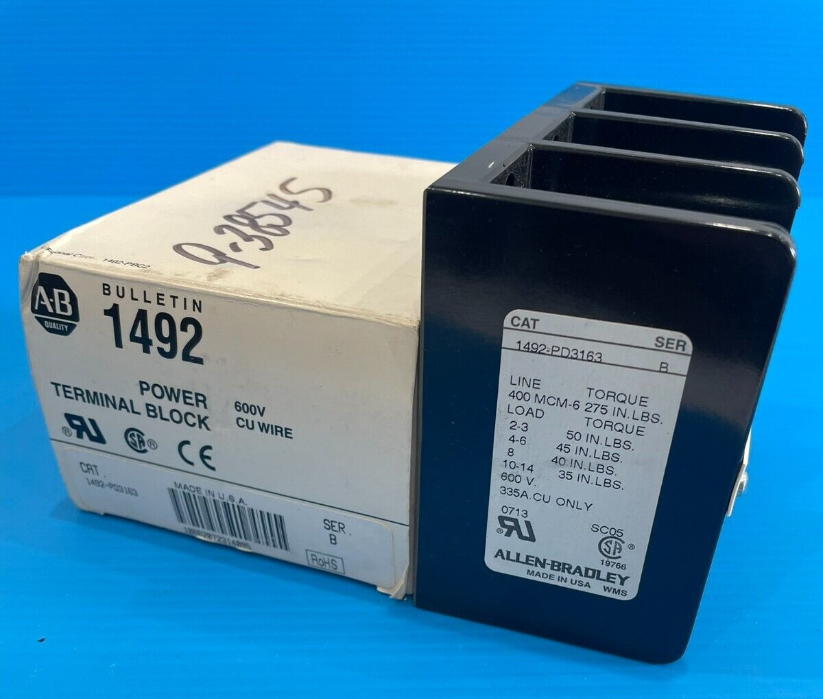 A / B 1492-PD3163 TERMINAL POWER BLOCK SER. B 600V 1492PD3163 NEW ...