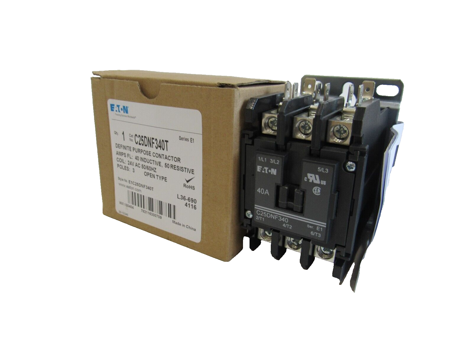 NEW EATON C25DNF340T DEFINITE PURPOSE CONTACTOR 3 POLES SERIES E1 - SB ...
