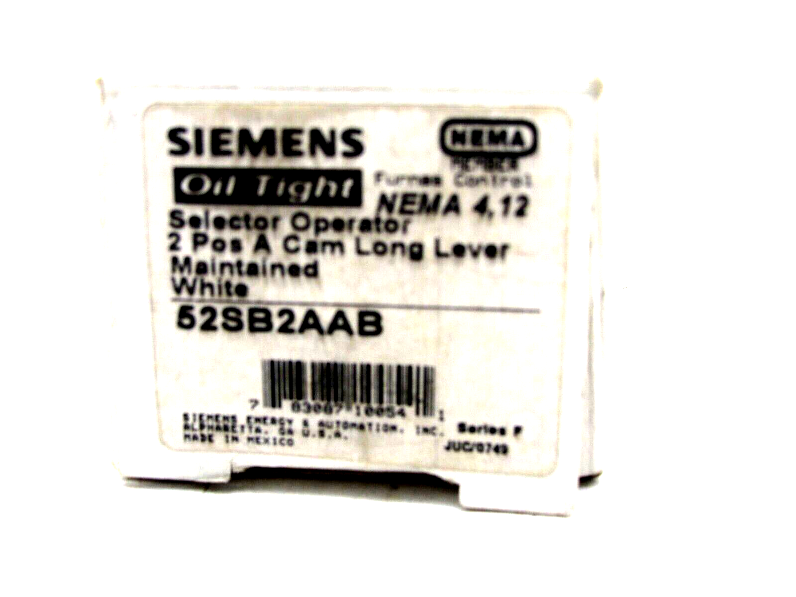 NEW FURNAS 52SB2AAB SERIES B PUSH BUTTON SELECTOR SWITCH - SB ...