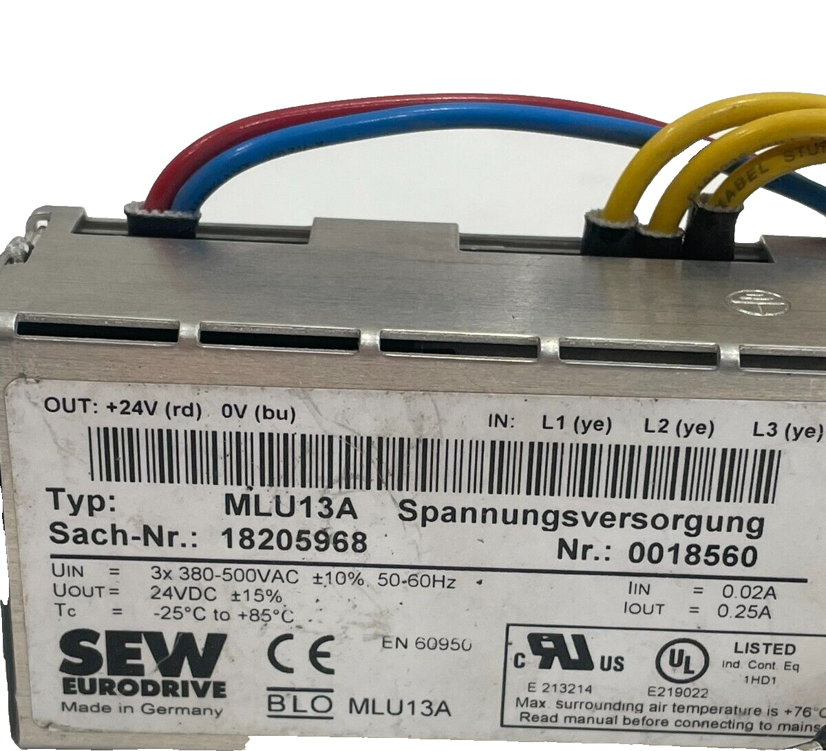 NEW SEW EURODRIVE 18205968 POWER SUPPLY MLU13A - SB Industrial Supply, Inc.